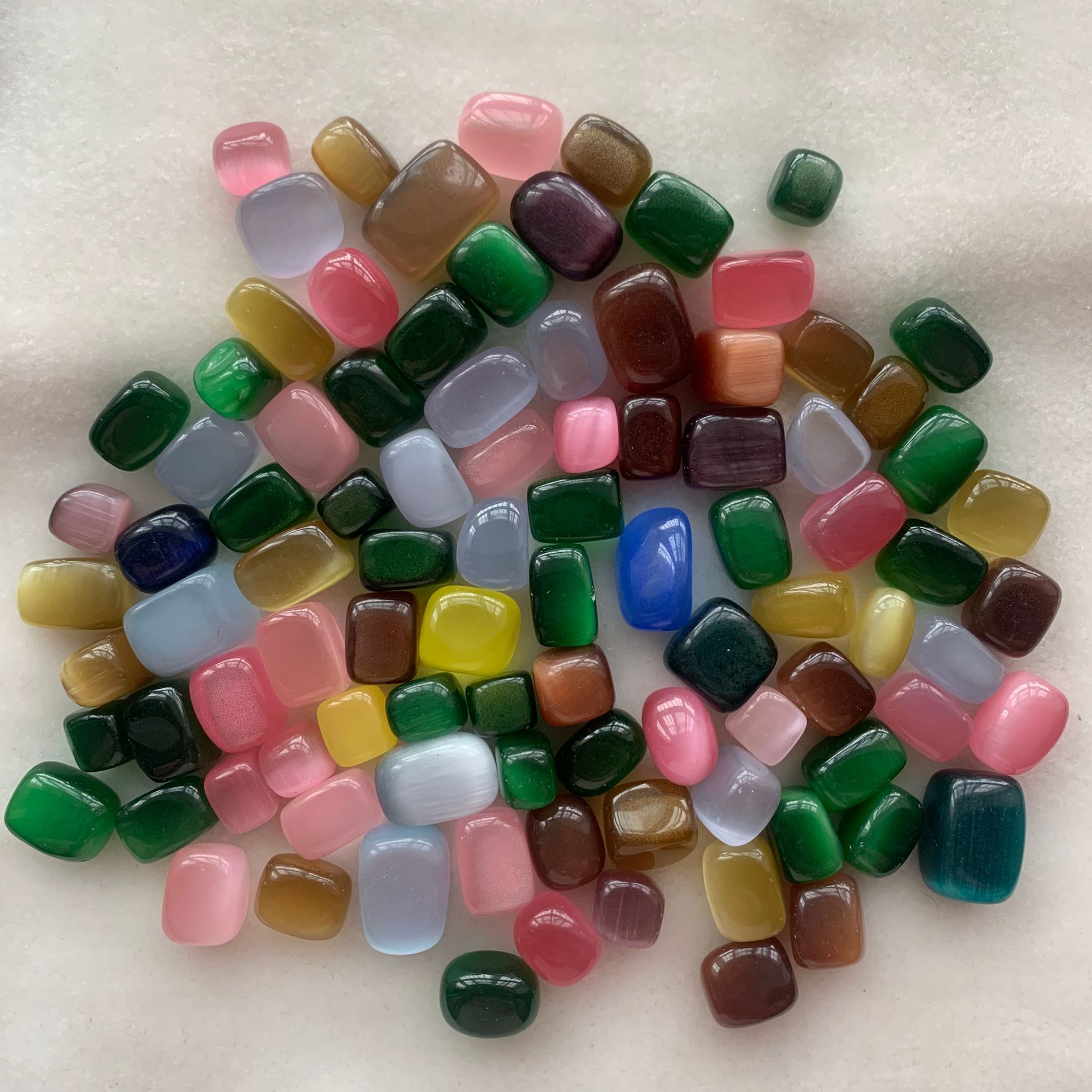 Colorful Cat Eye Cube Tumbled Stone Glass Gravel - crystal wholesale